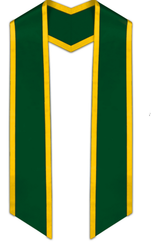 Hunter Green Slanted Graduation Stole with Gold Trim – Graduation Attire