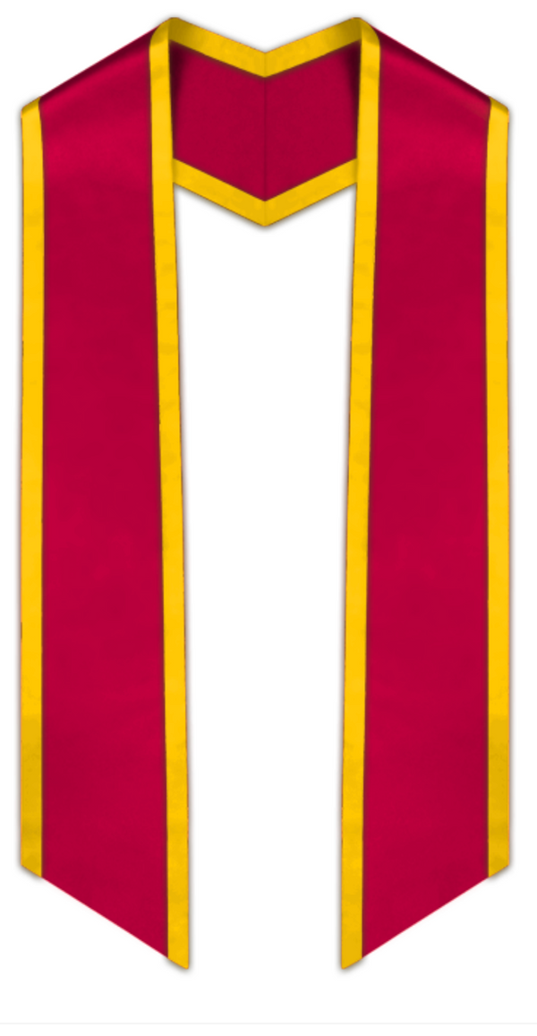 Red Slanted Graduation Stole with Gold Trim – Graduation Attire