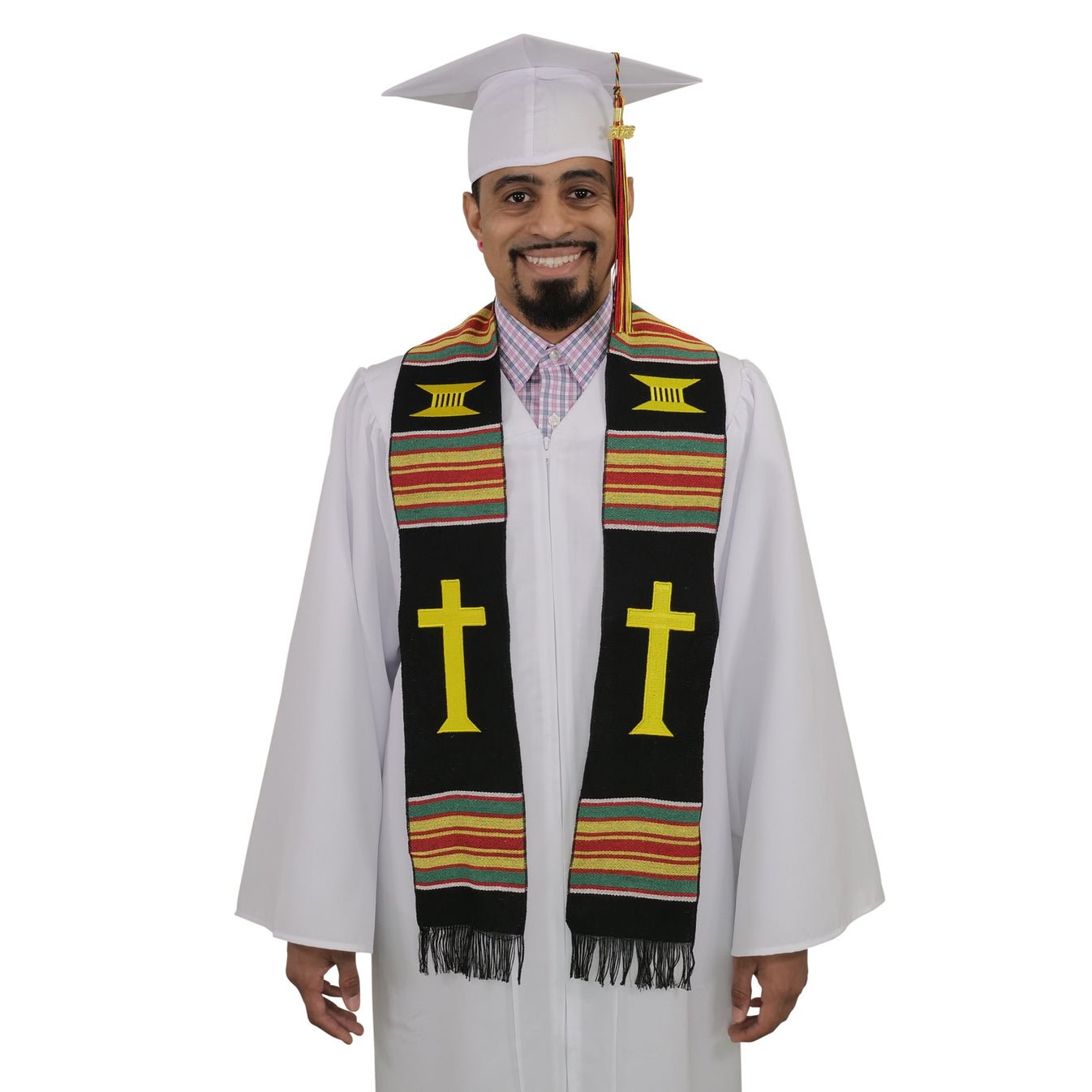 Christian Cross (Ushers and Clergy) Kente Graduation Sash/Stole ...