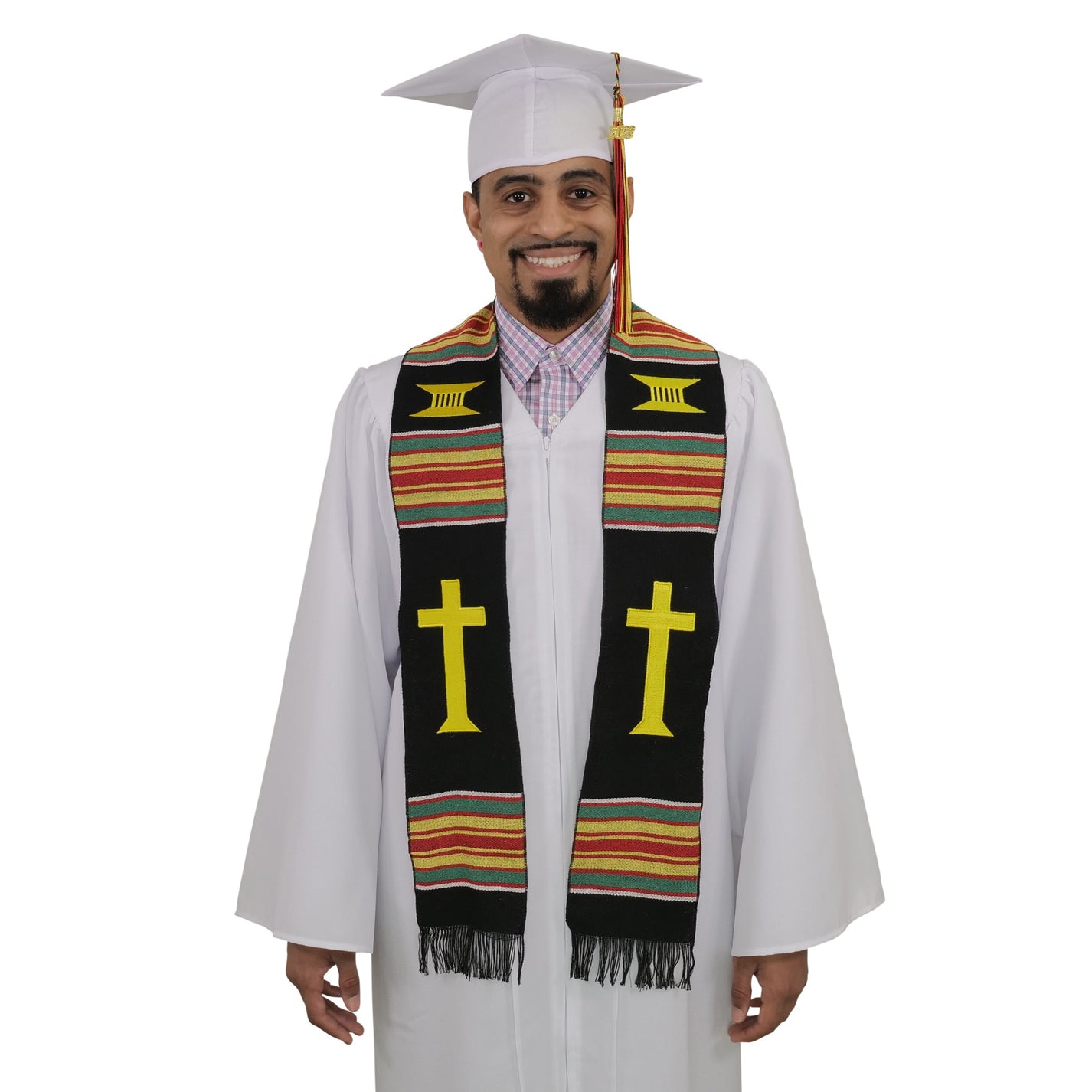 Christian Cross (Ushers and Clergy) Kente Graduation Sash/Stole ...
